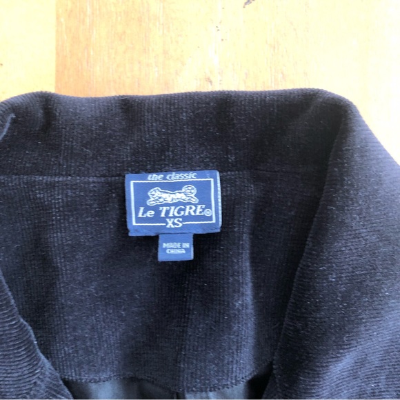 Le Tigre | Jackets & Coats | Vintage Black Corduroy Blazer Tiger Logo ...